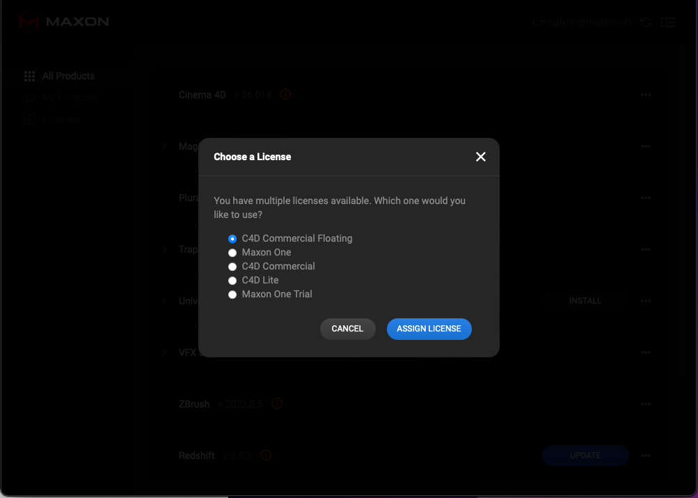 How do I switch TO and FROM my Trial, Cinema 4D Lite, or Subscription ...
